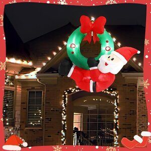 Party Supplies | Hanging Christmas Inflatable Santa With Wreath And ...